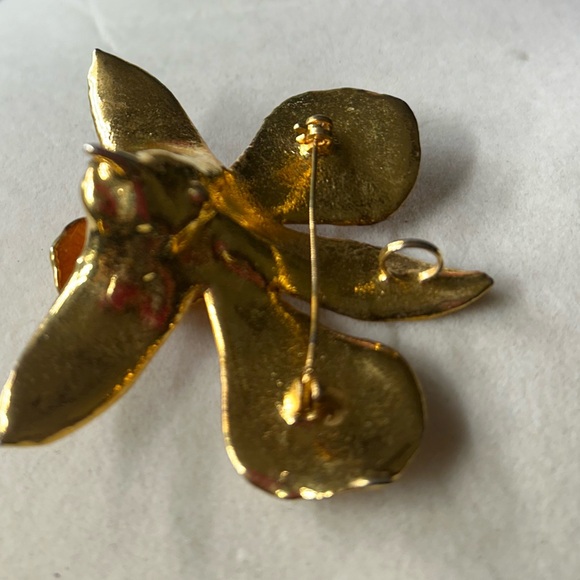 RISIS | Jewelry | Vintage Tanbrown Enamel Dendrobium Orchid With 24k ...